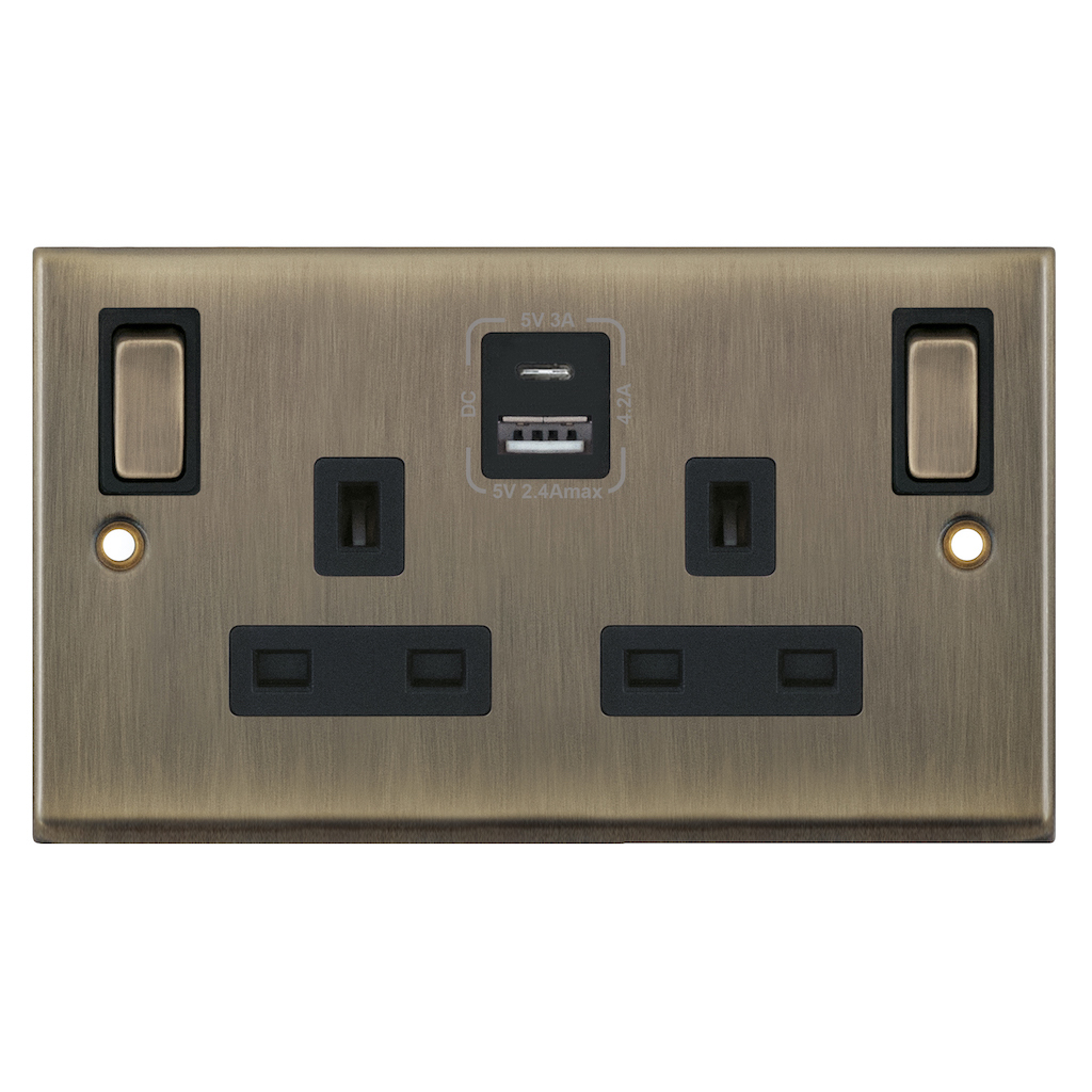 7MPRO-686 13 Amp Socket Outlet 2 Gang Switched SP Outboard Rockers + 2 ...