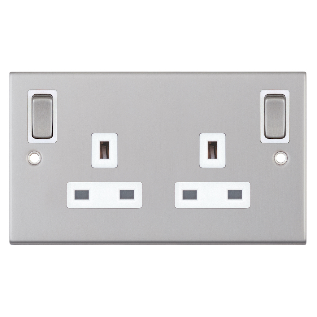 DSL185 13 Amp Socket Outlet 2 Gang Switched DP Outboard Rockers & 2 ...