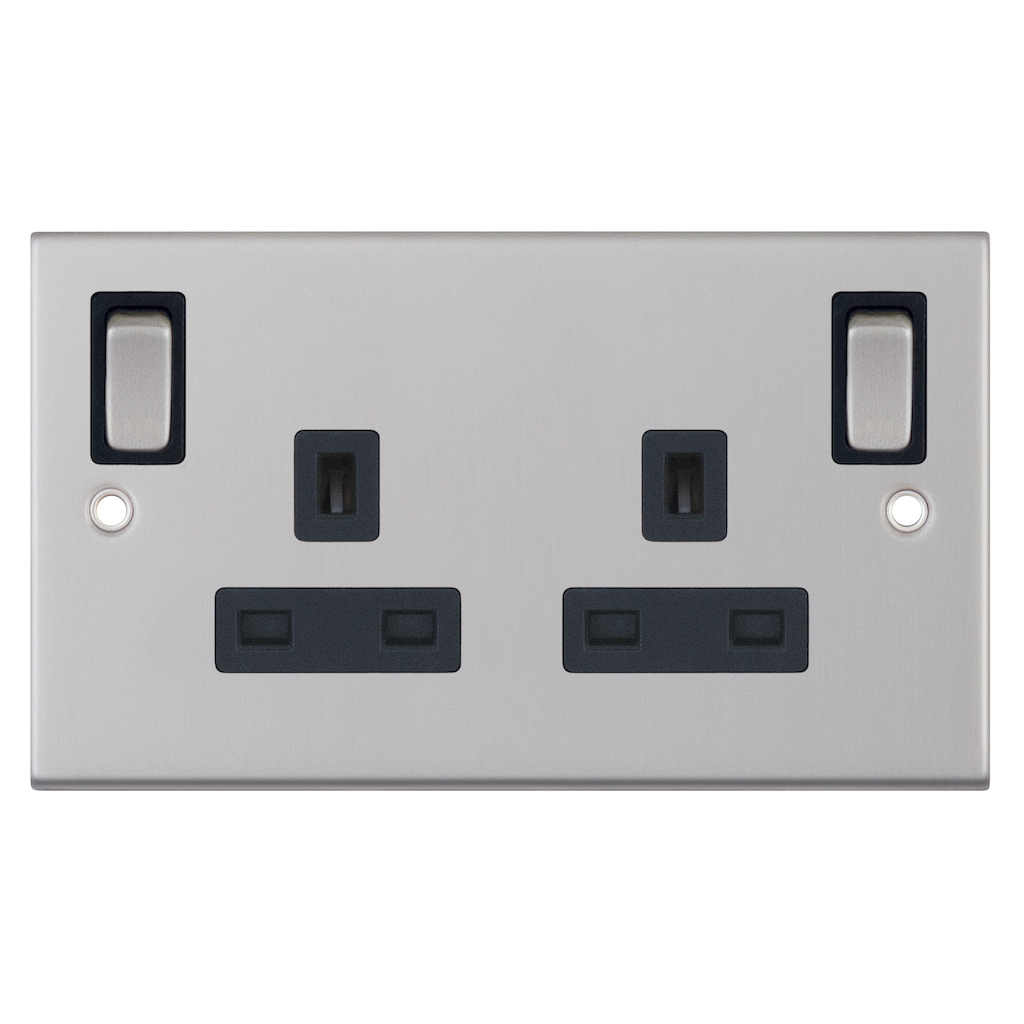 DSL285 13 Amp Socket Outlet 2 Gang Switched DP Outboard Rockers & 2 ...