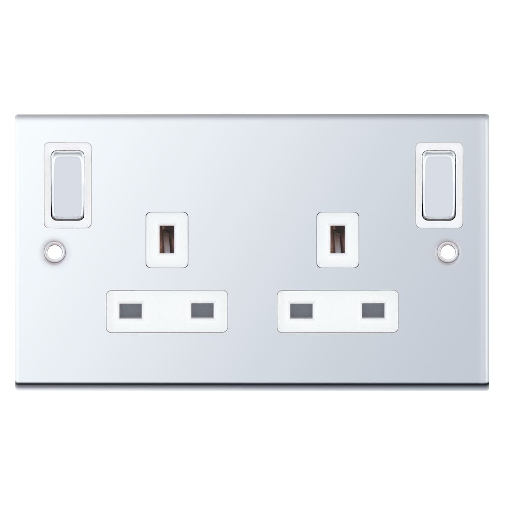 DSL385 13 Amp Socket Outlet 2 Gang Switched DP Outboard Rockers & 2 ...