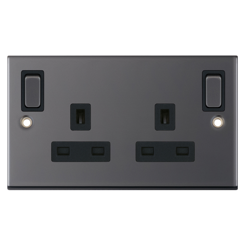 DSL485 13 Amp Socket Outlet 2 Gang Switched DP Outboard Rockers & 2 ...