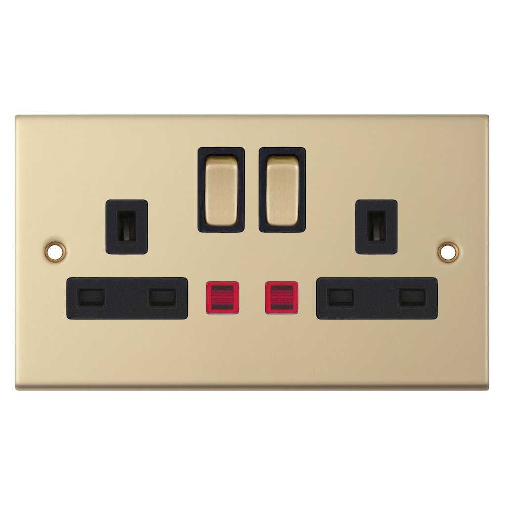 DSL824 2 Gang 13 Amp Socket with Neons DP – Switched – Selectric UK
