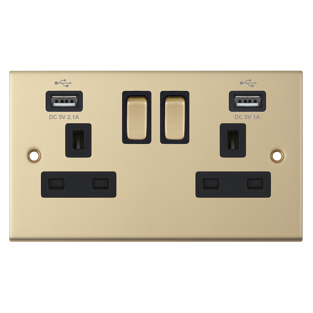 DSL861 2 Gang 13 Amp Socket with 2 x USB Ports SP – Switched – Selectric UK