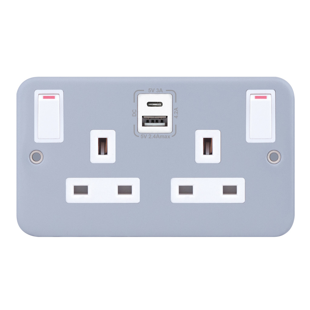 LG9103MB-USB 13 Amp USB Socket Outlet 2 Gang Switched SP Outboard ...